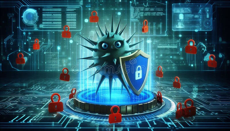 Digital Security with Virus and Malware Protection Shield Stock ...