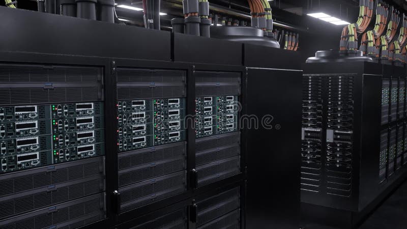 Digital Server Room Data Center Technology Network Connections Virtual ...
