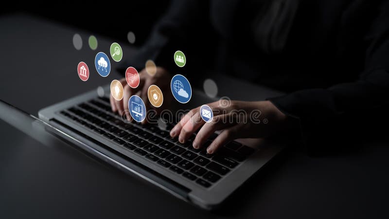 Digital Service Ecosystem and Business Icon Network Latch Stock ...