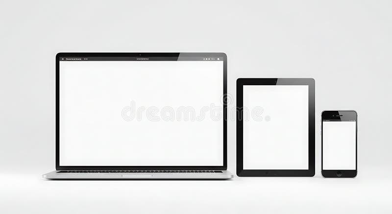 A Digital Setup Featuring a Laptop, Tablet, and Smartphone, Each with a ...