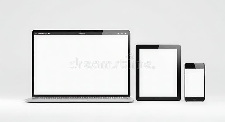 A Digital Setup Featuring a Laptop, Tablet, and Smartphone, Each with a ...