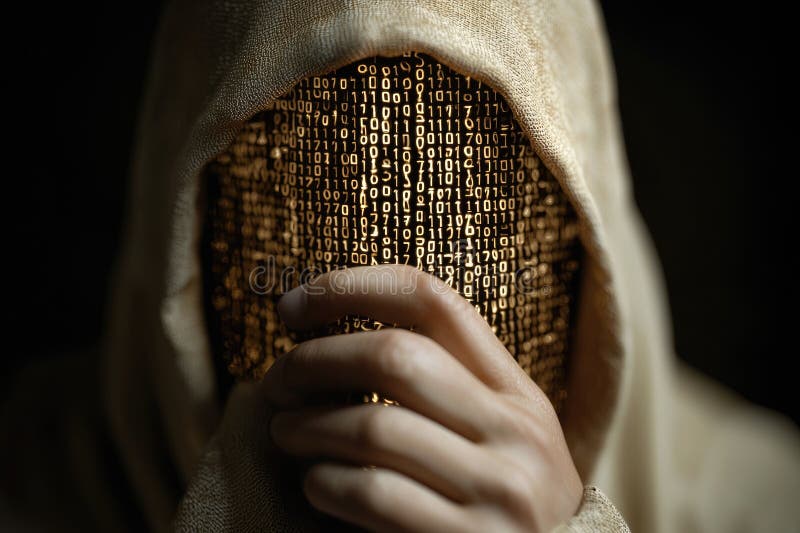 Digital Shadow: Hacker Breaking Binary Code, Incognito in Hoodie, Expertly Navigating Depths of ...
