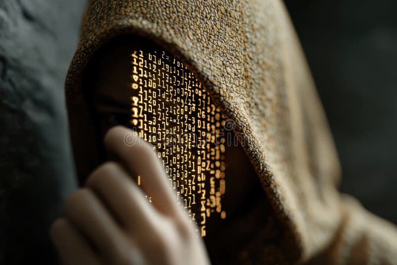 Digital Shadow: Hacker Breaking Binary Code, Incognito in Hoodie ...