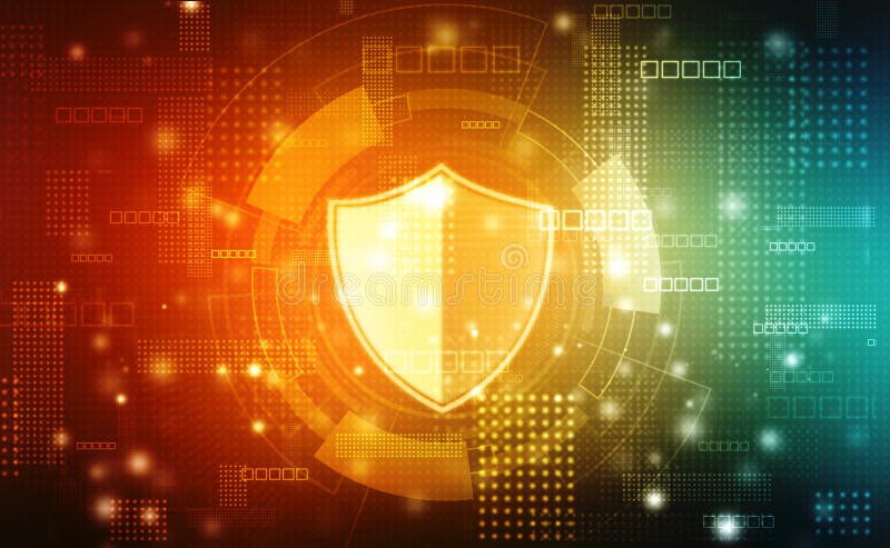 Digital Shield on Abstract Technology Background Stock Photo - Image of ...