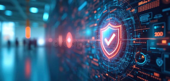 Digital Shield with Checkmark Signifies Workplace Safety Tech ...