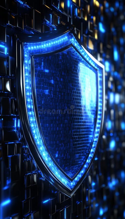 Digital Shield, Cybersecurity Protection on Abstract Background, Blue ...