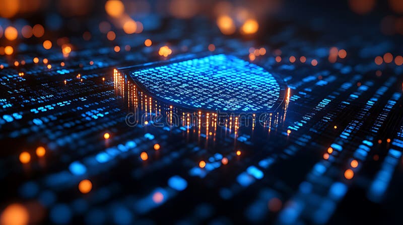 Digital Shield Cybersecurity Protection Circuit Board Stock ...