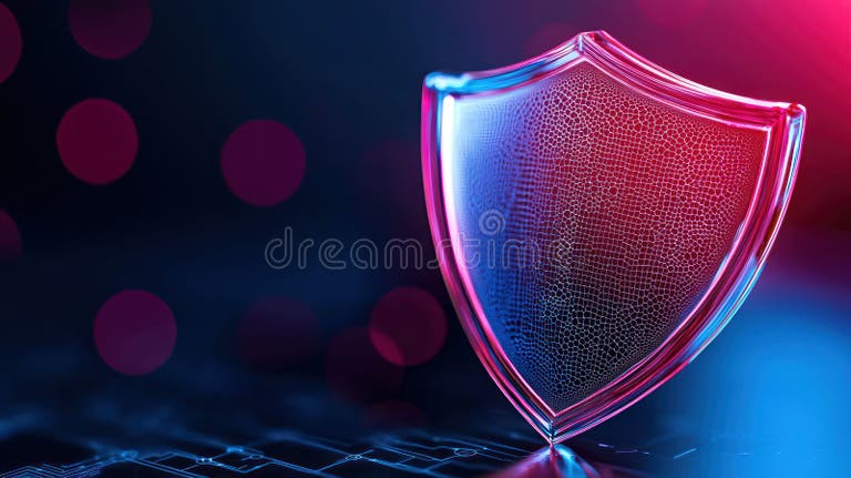 Digital Shield Design with Holographic Effects and Glowing Background ...