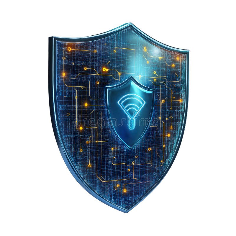 Digital Shield Representing Cybersecurity and Wireless Protection with ...