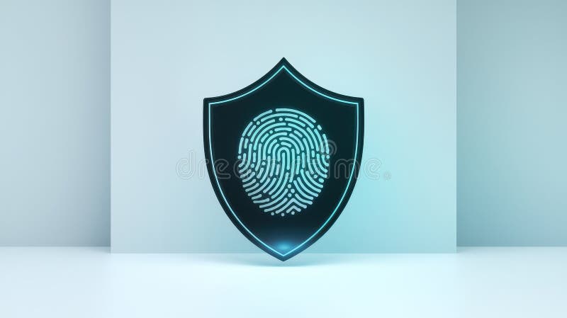 Digital Shield with Fingerprint Symbolizing Security and Identity ...
