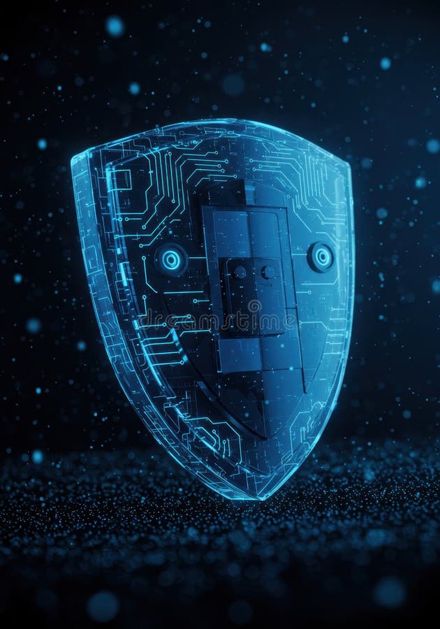 Digital Shield: Glowing Blue Cybersecurity Protection Stock ...