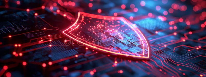 Digital Shield with a Glowing Padlock Symbolizes Robust Cybersecurity ... Digital Shield with a Glowing Padlock Symbolizes Robust Cybersecurity ...
