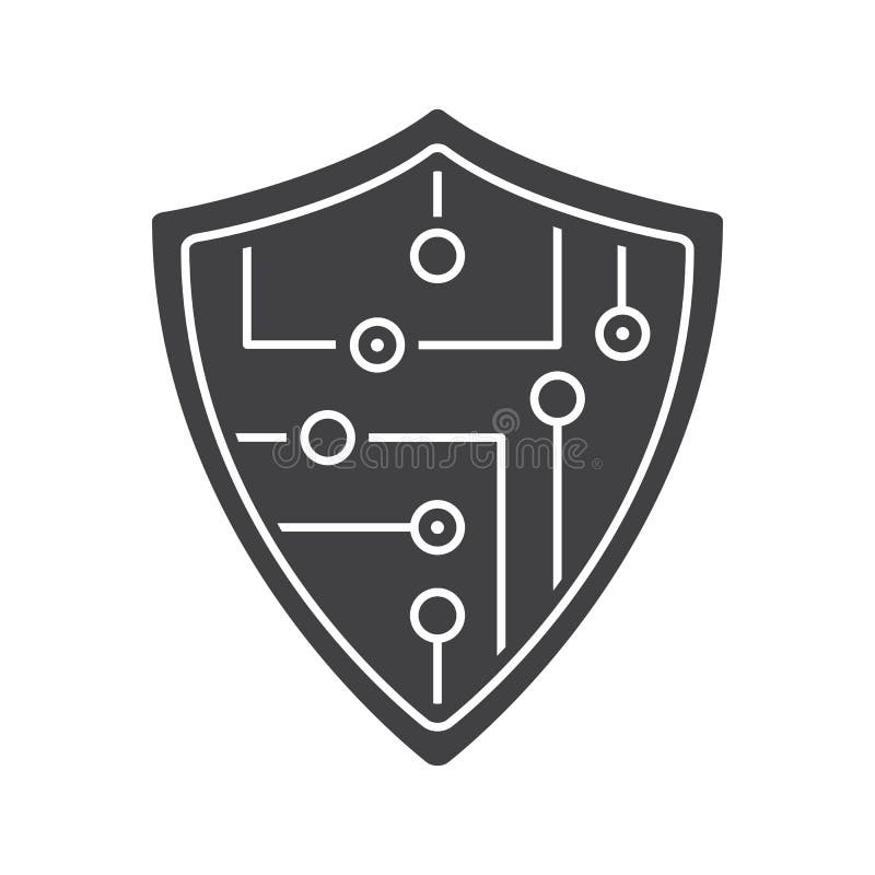 Digital shield glyph icon stock vector. Illustration of firewall ...