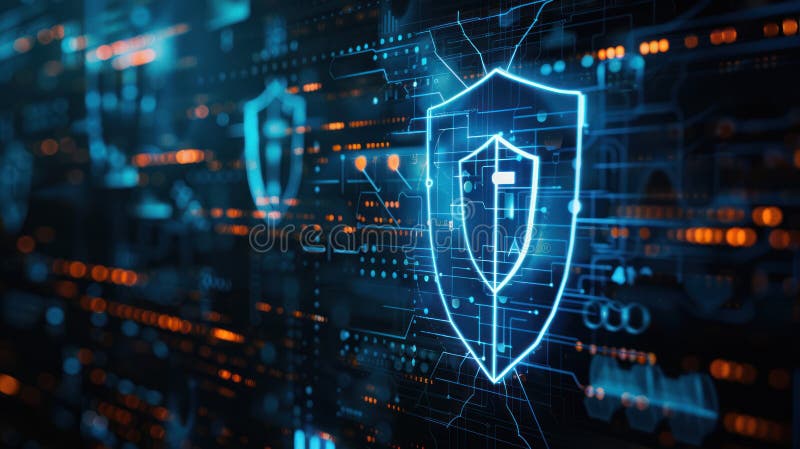 A Digital Shield Icon on a Computer Screen, Symbolizing Cyber Defense ...
