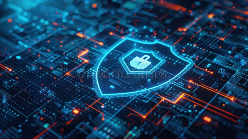 A Digital Shield Icon on a Computer Screen, Symbolizing Cyber Defense ...