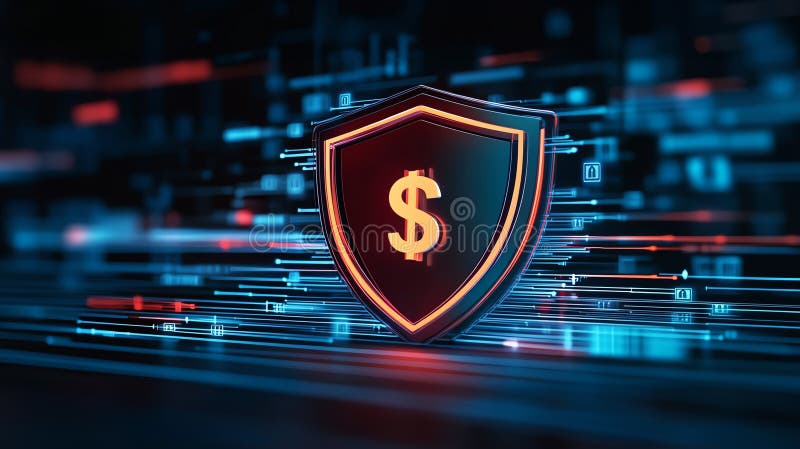 Digital Shield Icon with Dollar Symbol, High-tech Background ...