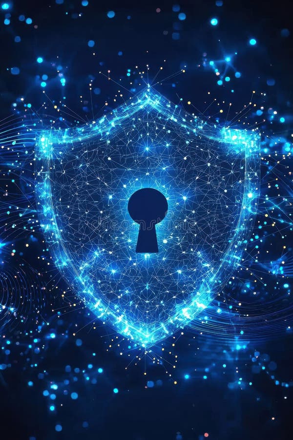 Digital Shield Icon Representing Cybersecurity with Network Connections ...