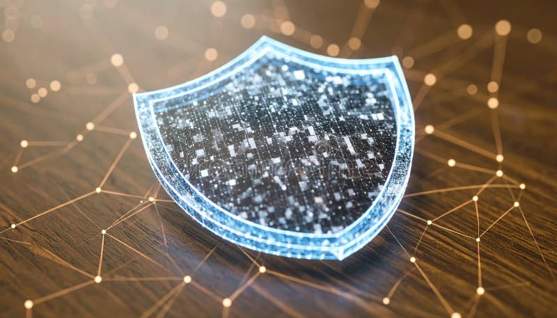 Digital Shield Icon Representing Cybersecurity Protection with Glowing ...