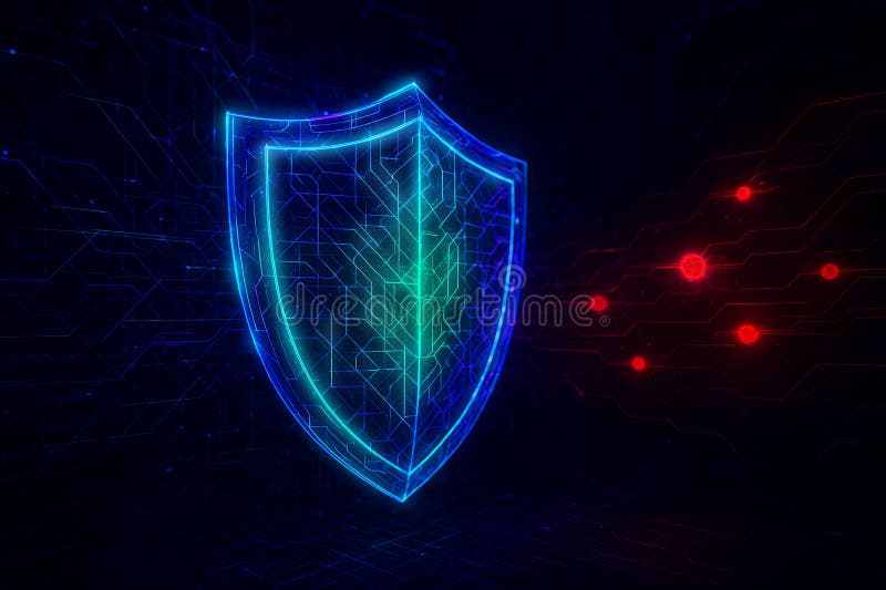 Digital Shield Illustrating Cybersecurity Defense and Data Protection ...