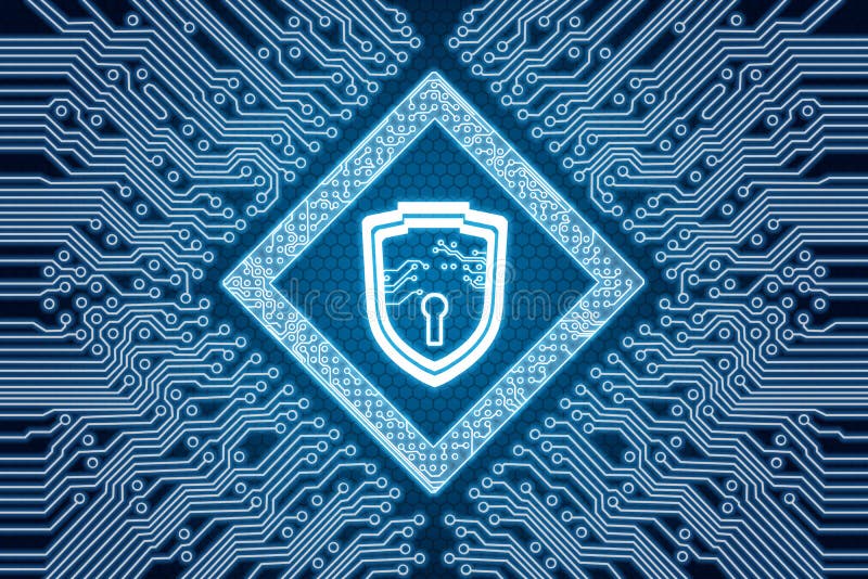 Digital Shield with Lock and Mother Board Interface Stock Illustration ...