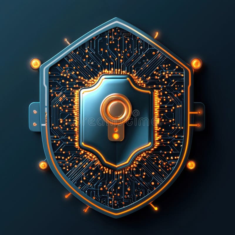 Digital Shield with Lock Symbol and Circuitry Design Representing ...