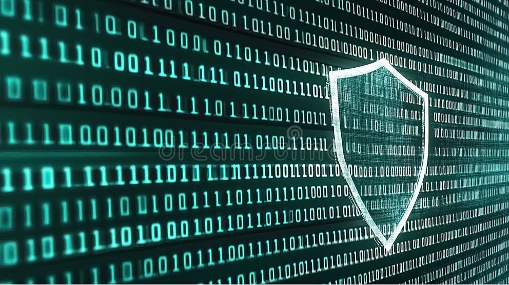 A Digital Shield Made of Binary Code Protecting Network Servers Stock Photo - Image of computer ...