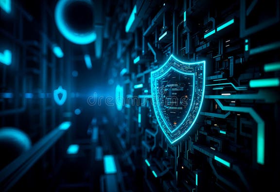 Digital Shield Made of Code with Firewall Protecting Data. AI Tech ...