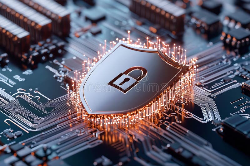 Digital Shield for Network Security and Protection Stock Illustration ...