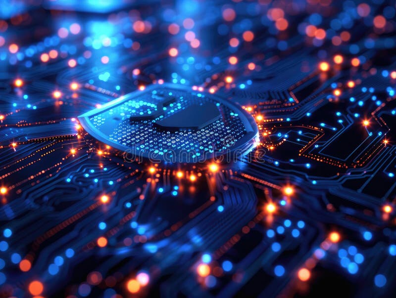 Digital Shield with Padlock and Data Lines Representing Advanced ...