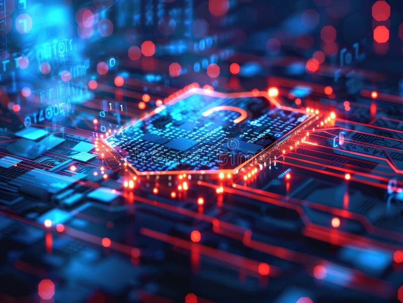 Digital Shield with Padlock and Data Lines Representing Advanced ...