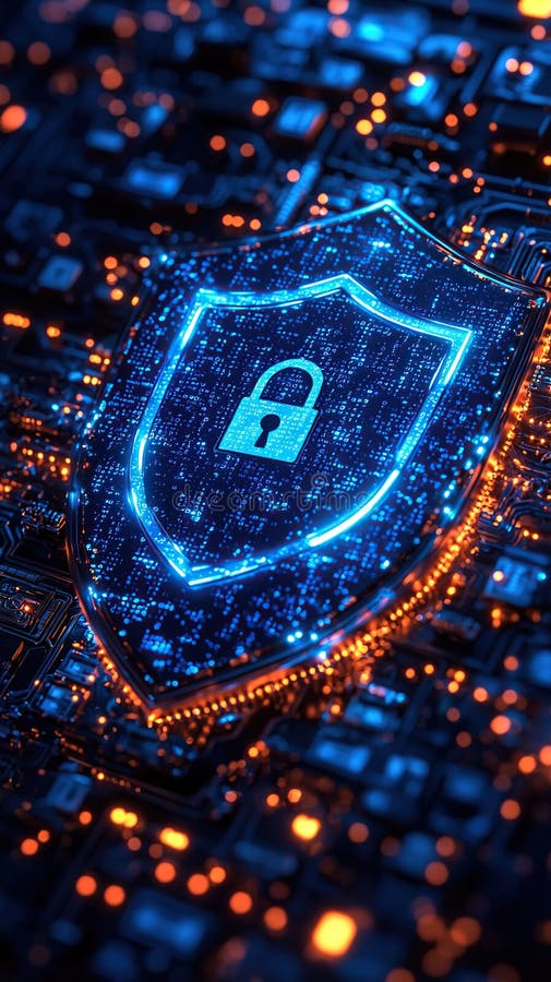 A Digital Shield with a Padlock Represents Data Protection and ...