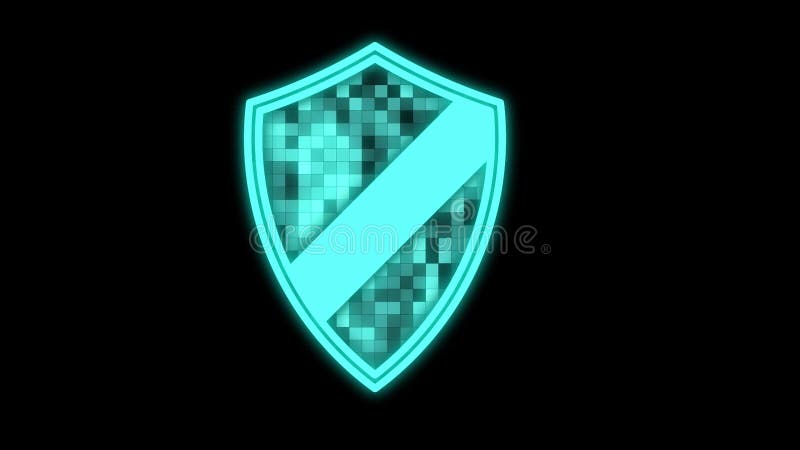 Digital Shield of Pixels in Turquoise Shade with Turquoise Stripe ...