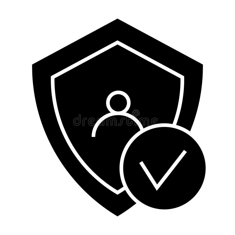 Digital Shield Protect Solid Icon. Shield and User Vector Illustration ...