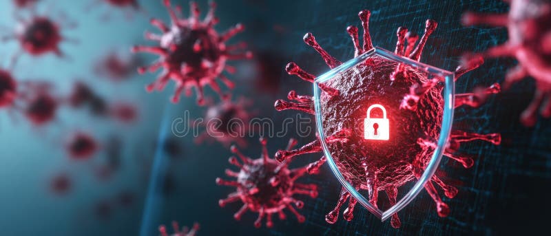 Digital Shield Protecting Against Viruses, Symbolizing Security and ...