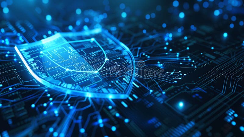 Digital Shield Protecting Circuit Board Technology Stock Illustration ...