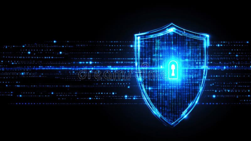 Digital Shield Protecting Data with Encryption Code Stock Illustration ...