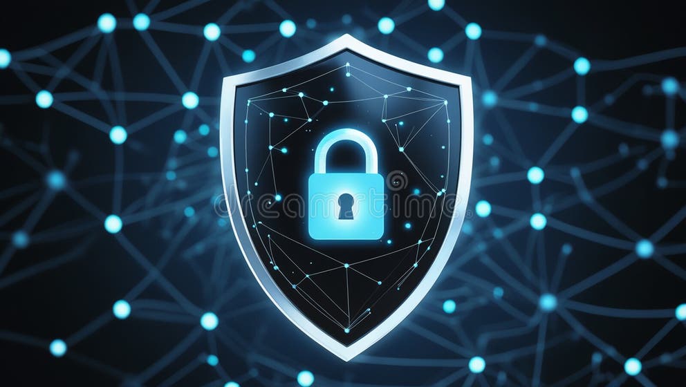 Digital Shield Protecting Data Network Security Stock Illustration - Illustration of security ...