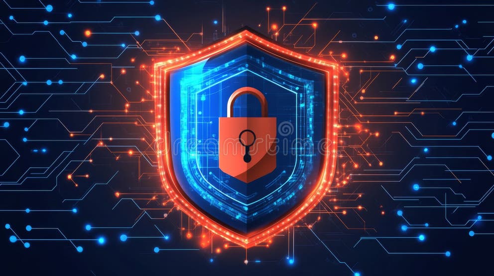 Digital Shield Protecting Data with Secure Lock Stock Illustration ...