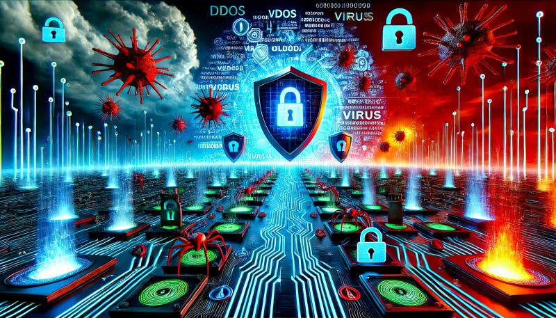 Digital Shield Protecting Cyberspace from Ddos Attack. Concept of ...