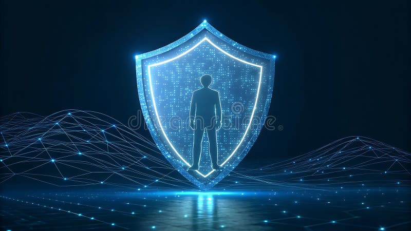 Digital Shield Protecting Silhouette: Cyber Security and Data Pr Stock ...