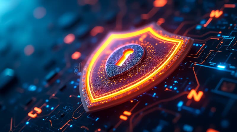 Digital Shield Representing Cybersecurity with Glowing Lock Symbol on ...