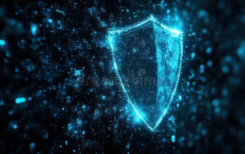 Digital Shield Symbol for Cybersecurity Protection on Dark Background ...