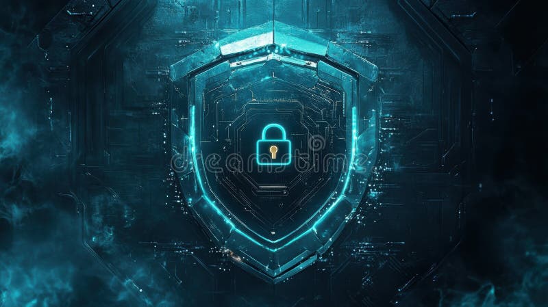 Cybersecurity Protection Shield Digital Environment Graphic Design High ...