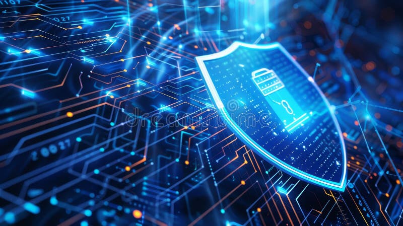 A Digital Shield on a Technology Background, Symbolizing Cyber Security ...