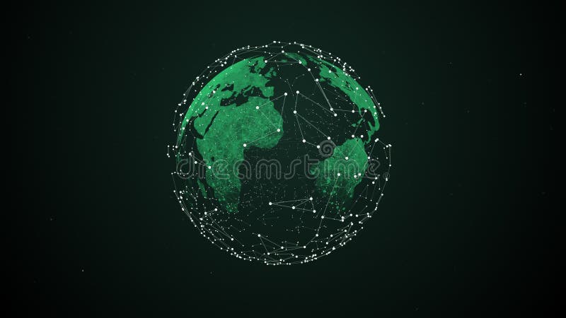 Digital Shining Globe Rotating with Glowing Particles Connections ... Digital Shining Globe Rotating with Glowing Particles Connections ...
