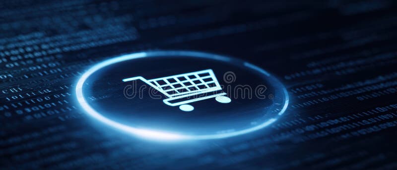 The Digital Shopping Cart Icon Against a Dark Technology Background ...