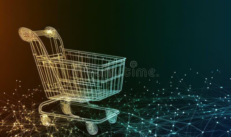 Digital Shopping Cart Network Concept on Abstract Background Stock ...