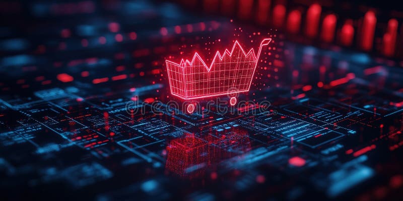 Digital Shopping Cart Symbolizing E-commerce Growth with Data ...