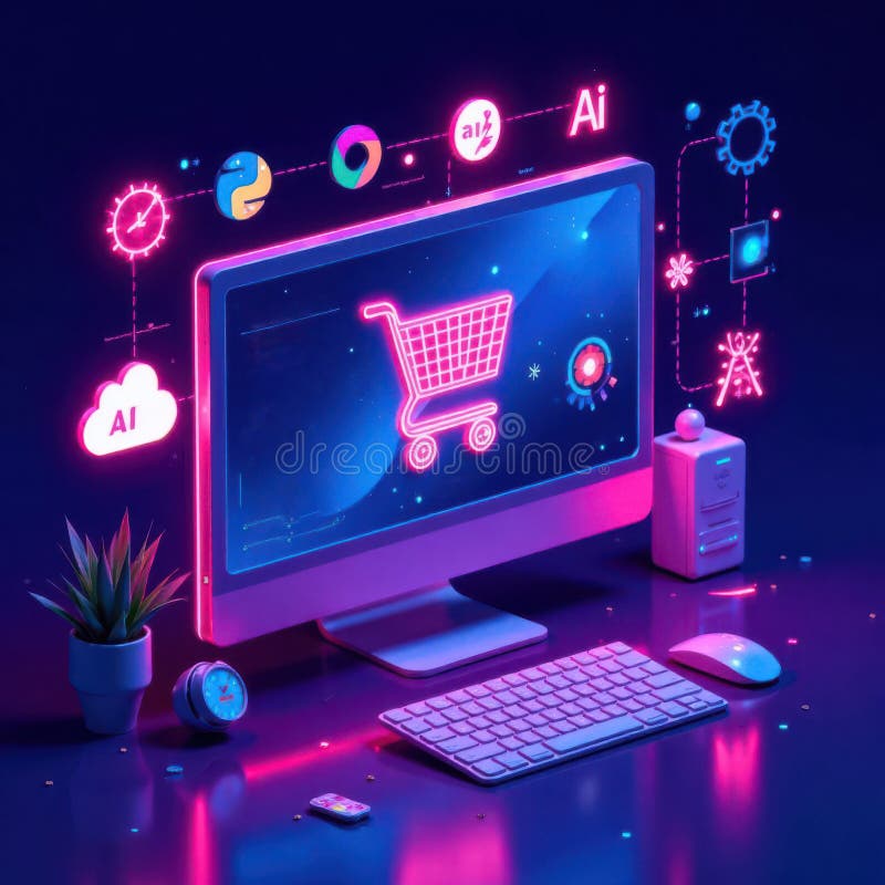 Digital Shopping Experience Artificial Intelligence Vibrant Colors ...