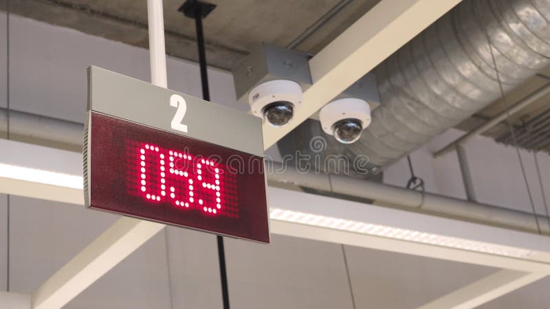 Digital Sign for Queue Counter. Display Board System in LED Light Stock ...